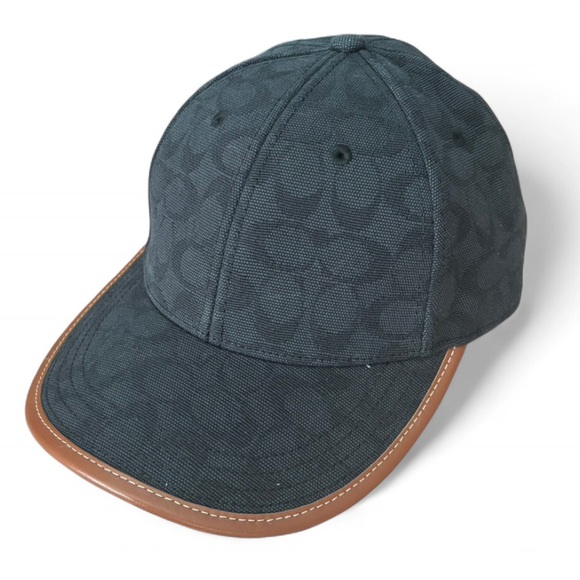 Coach | Accessories | Coach Navy Blue Signature Jacquard Baseball Cap ...